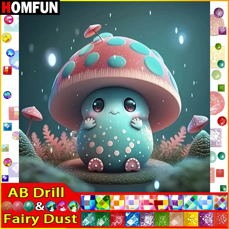 HOMFUN-Fairy-Dust-AB-Full-diamond-Painting-Scenery-Mushroom-Resin-Drill ...