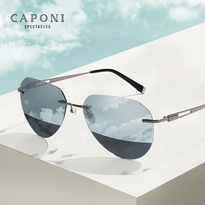 CAPONI-Rimless-Men-s-Sunglasses-Polarized-Photochromic-UV400-Outdoor ...