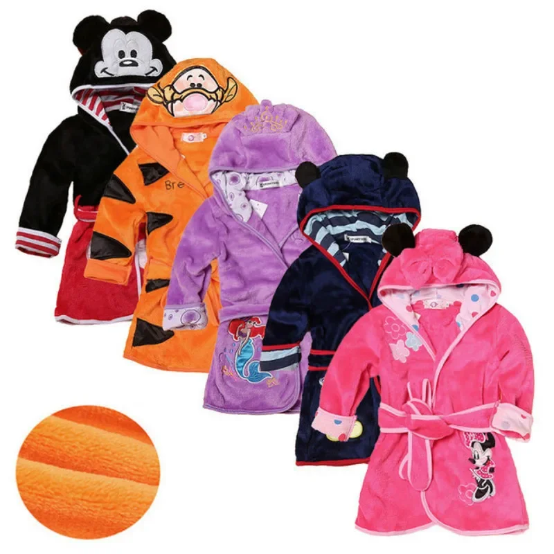 Cartoon-Mickey-Mouse-Baby-Bathrobes-Minnie-Kids-Robes-Flannel-Boys ...