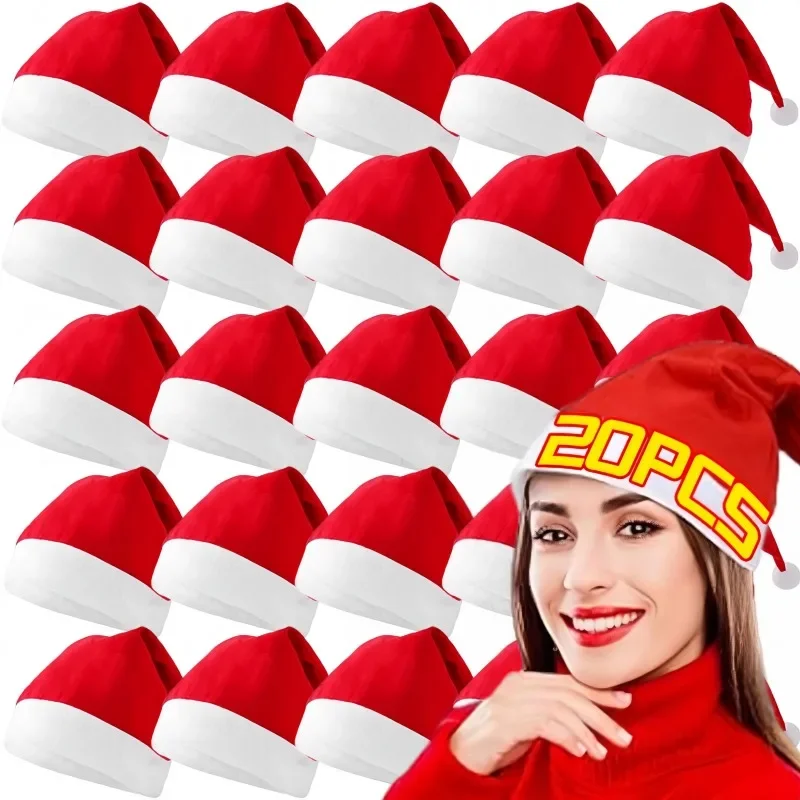20/1PCS Red Christmas Hats Non-woven Fabric Santa Claus Hats for Adults ...