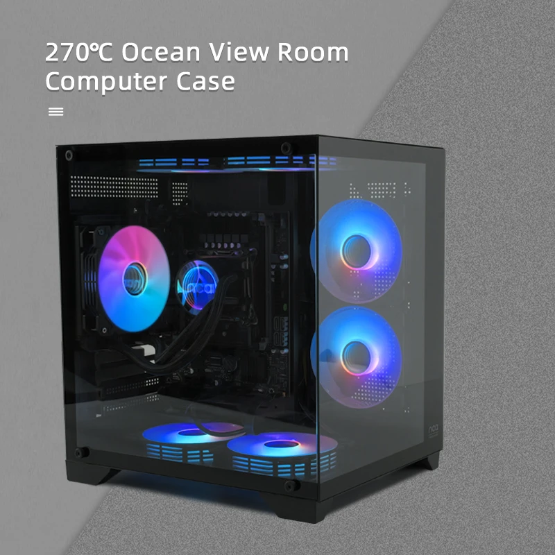 MANMU PC Case Sea View Room Gaming Computer Desktop M-ATX Motherboard ...