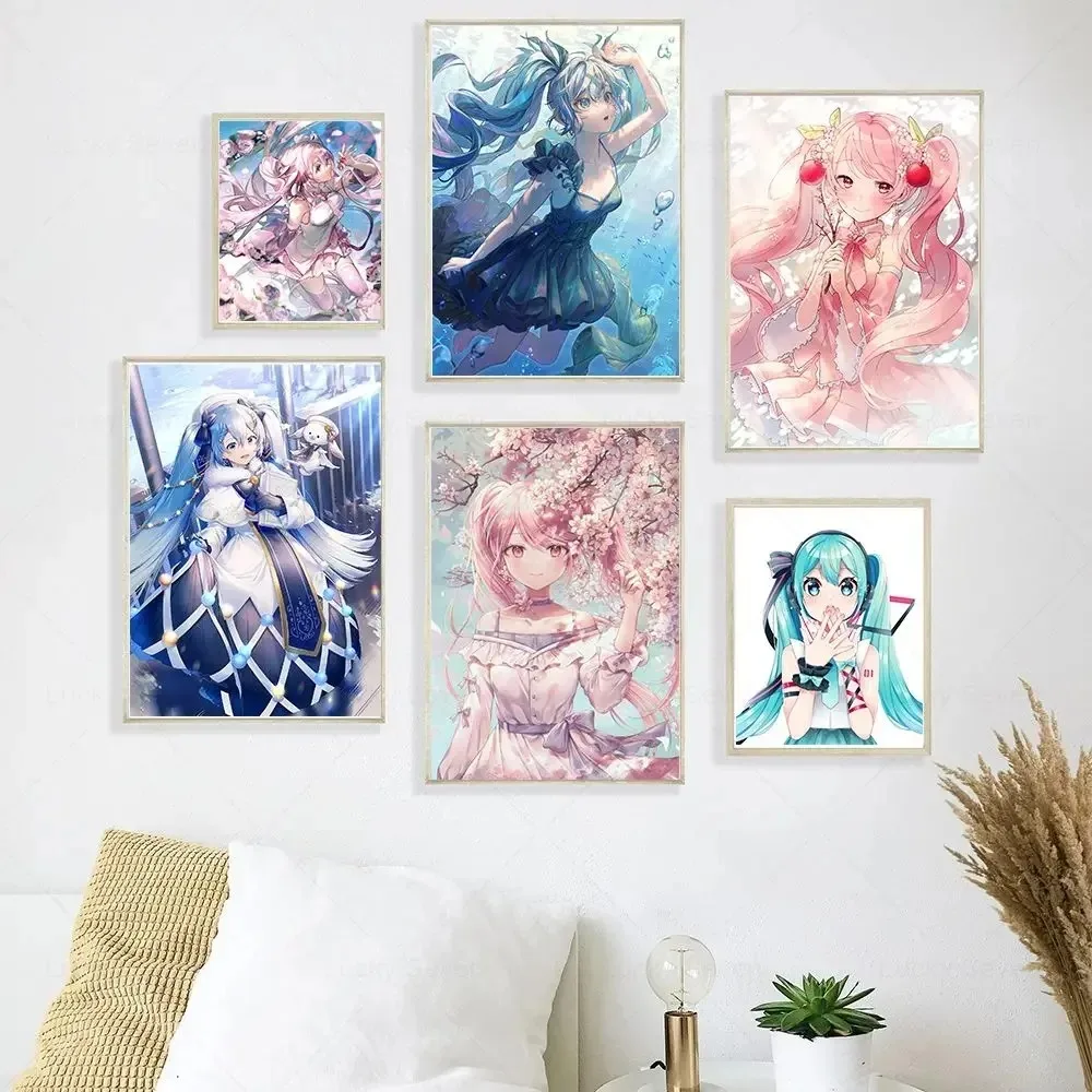 Zeichentrick-figur-Poster-japanische-Anime-Idol-S-nger-Miku-Leinwand ...