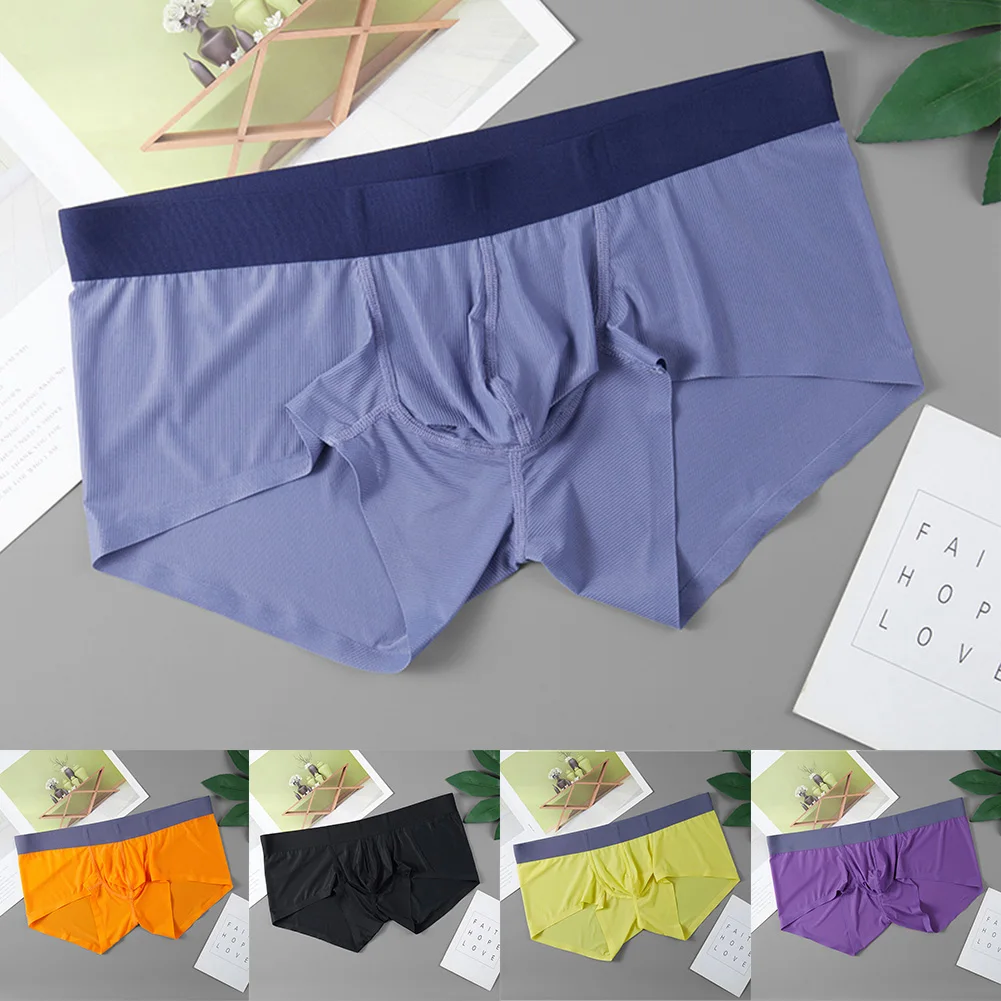 Mens-Soft-Bulge-Pouch-Underwear-Thin-Sheer-Boxer-Briefs-Breathable ...