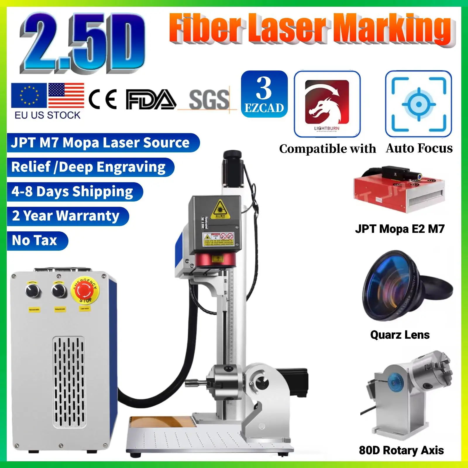 2.5D 300W Auto Focus Fiber Laser Marking Cutting Machine Relief Deep ...