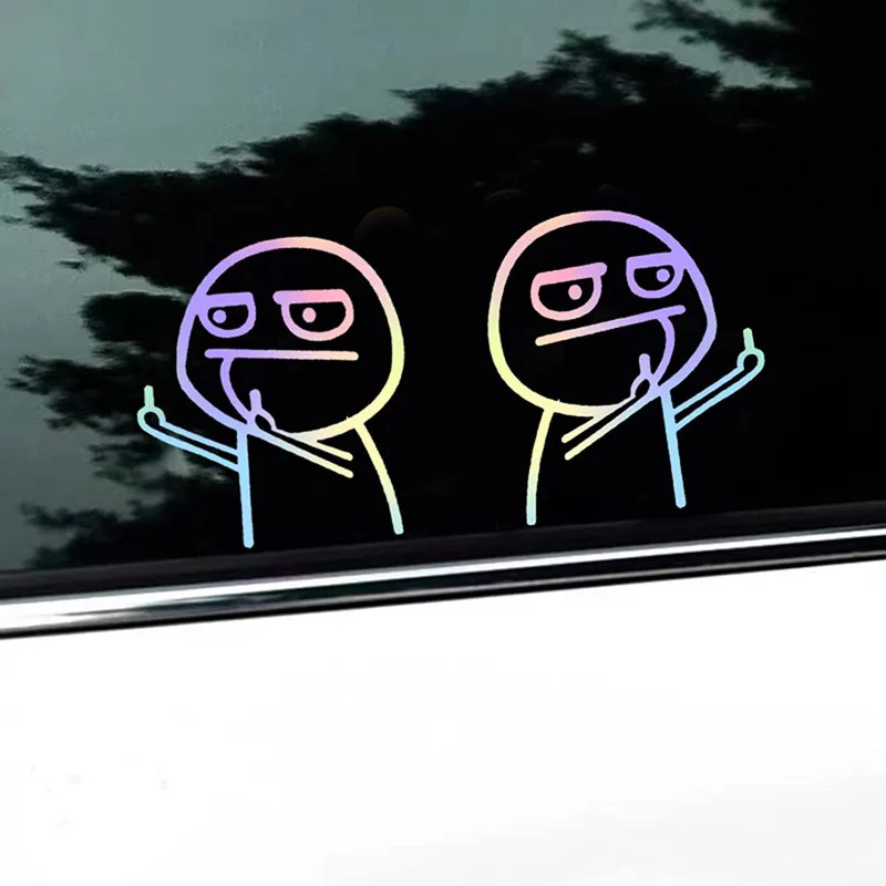 Car Cartoon JDM Funny Middle Finger Reflective Vinyl Car Sticker ...