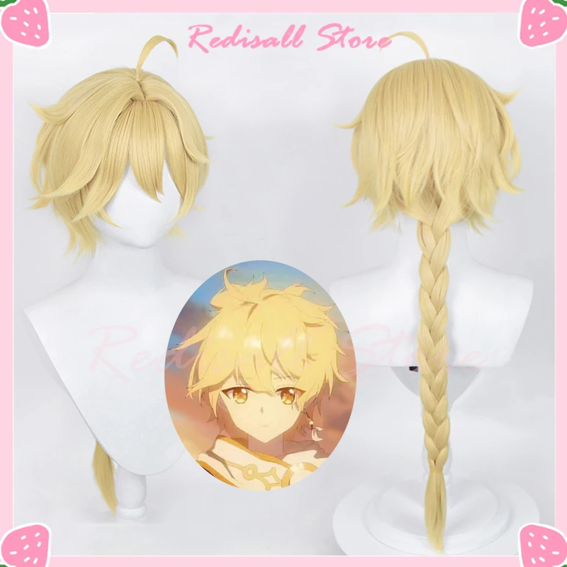Traveler Aether Wig Genshin Impact Cosplay Hair 80cm Long Braids ...