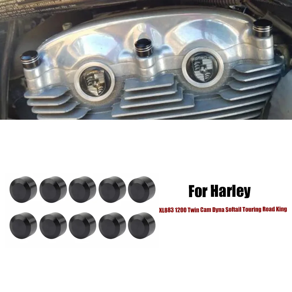 10pcs Head Bolt Cover For Harley XL883 1200 Twin Cam Dyna Softail ...
