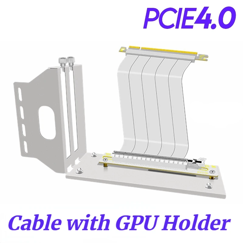 New Riser White Universal PCI E x16 ATX Graphics Card Vertical Bracket ...