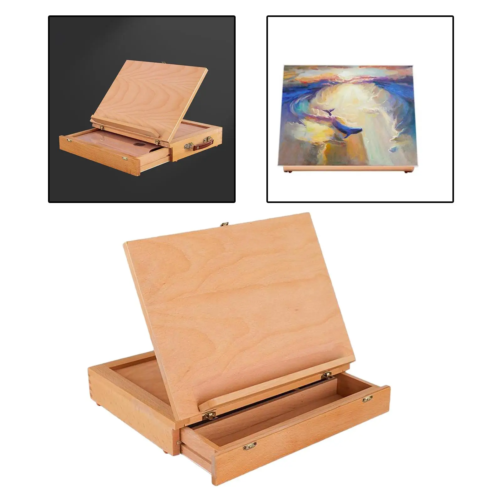 Wood-Drawer-Easel-Board-Tabletop-Folding-Easels-Organizer-Artist ...
