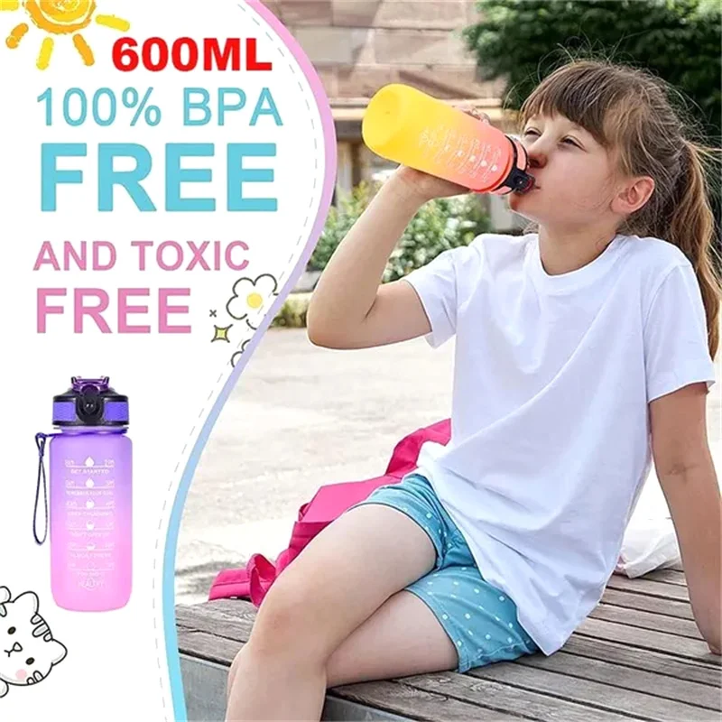 1000ML-Gradient-Color-Water-Bottle-Plastic-Water-Cup-Portable-Straw ...
