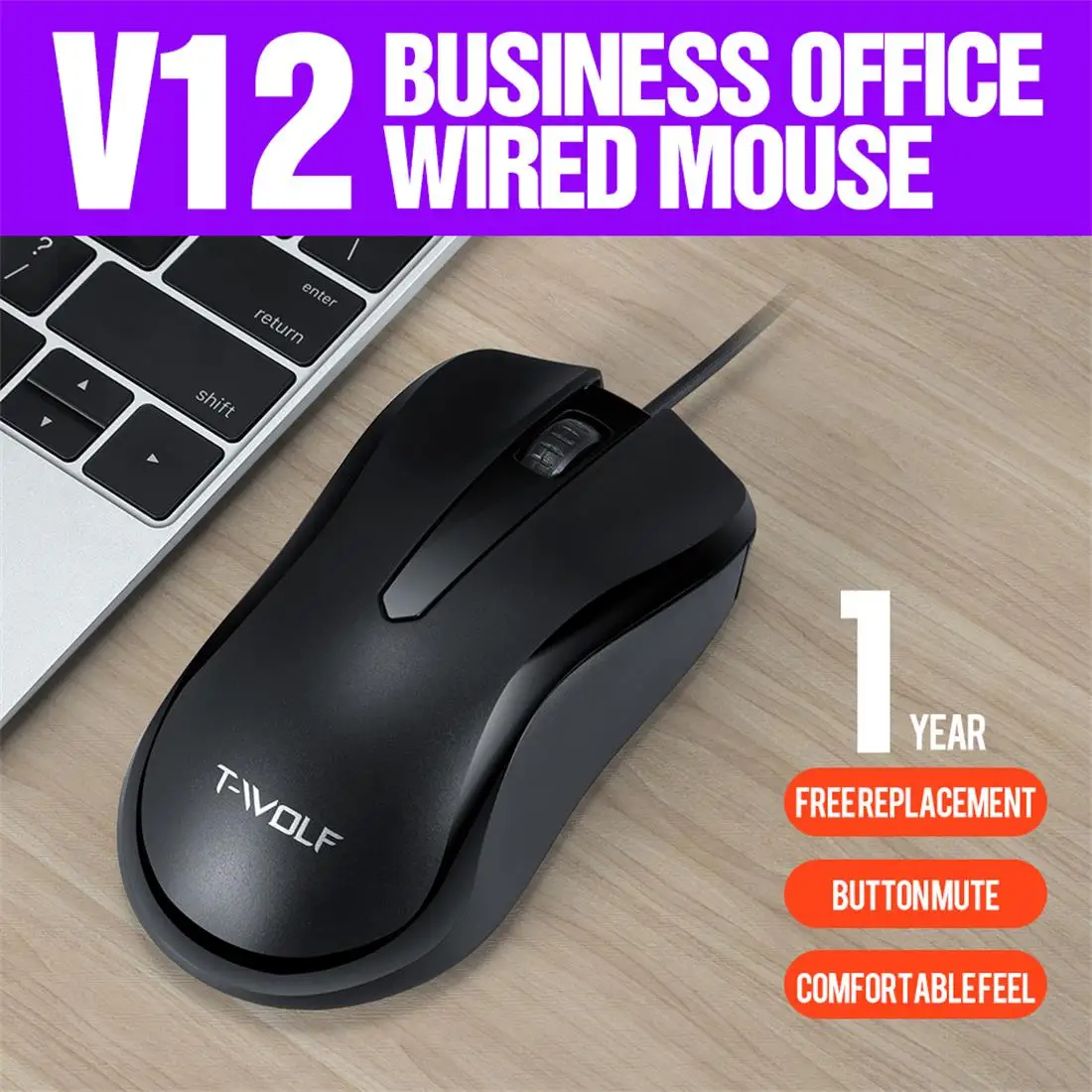 New-V12-Wired-Computer-Gaming-Mouse-1200DPI-Classic-USB-Wired-Office ...