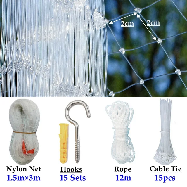 Customizable Mesh 2cmx2cm Transparent Nylon Balcony Screen Cat ...