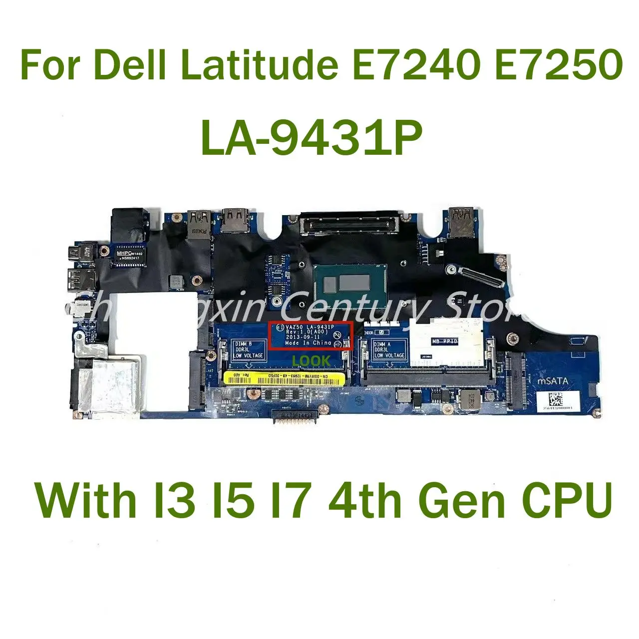 For Dell Latitude E7240 E7250 Laptop motherboard LA-9431P with With I3 ...