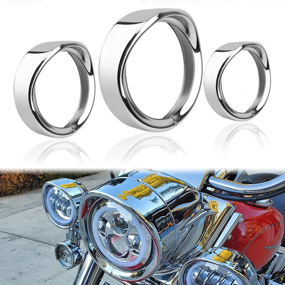 Motorcycle-Headlight-Trim-7-Ring-Head-Lamp-Visor-4-5-LED-Light-For ...