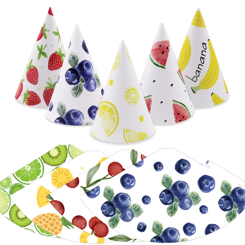 8pcs-Colorful-Fruits-Hat-Strawberry-Pineapple-Paper-Hats-For-Kids ...