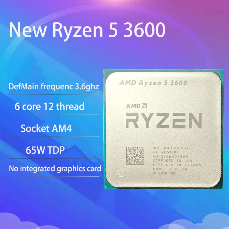 Novo amd ryzen 5 3600 r5 3600 3.6 ghz seis núcleo processador cpu de ...