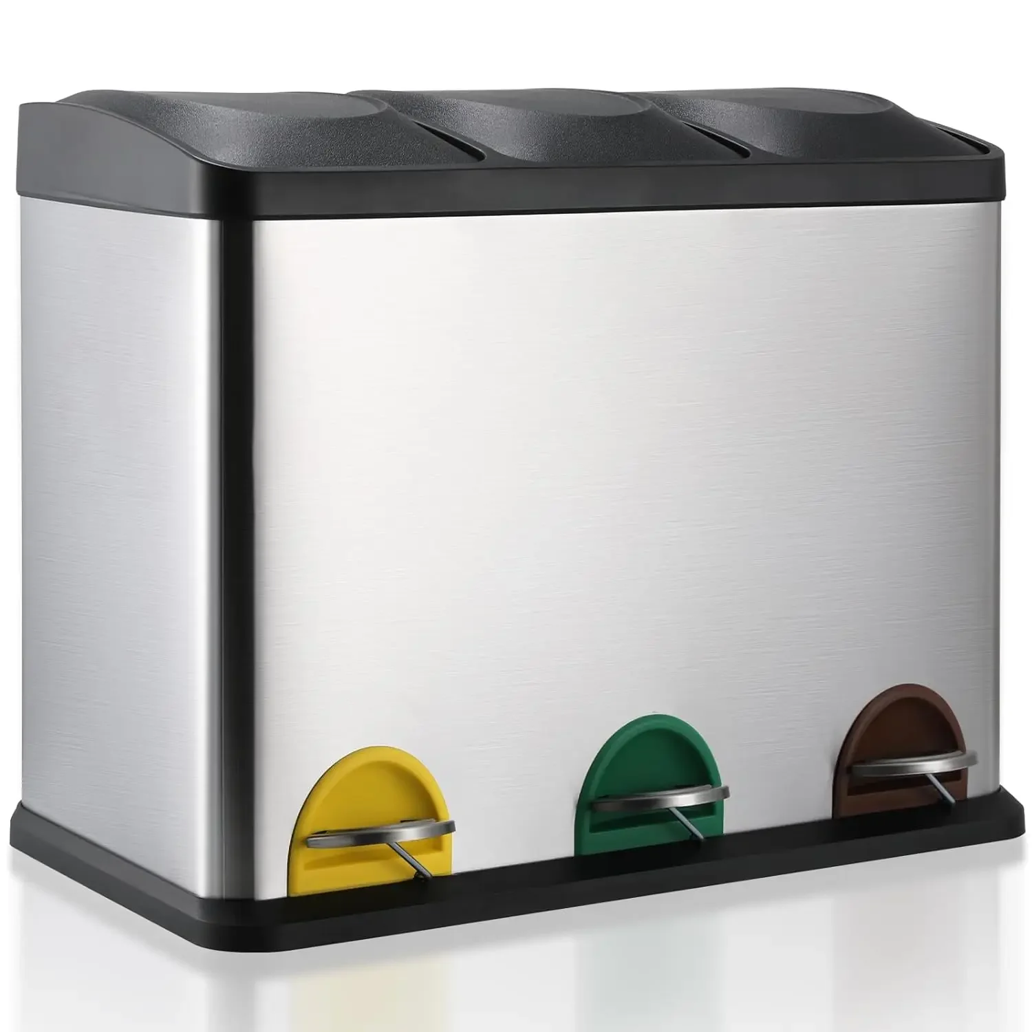 Rubbish Bin 3 Compartments Waste Separation System, 24/45 L Kitchen ...