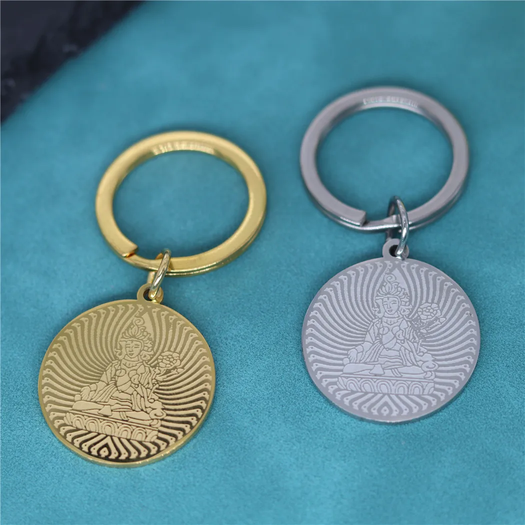 Green Tara Sakyamuni Key Chain Stainless Steel Goddess Pendant ...