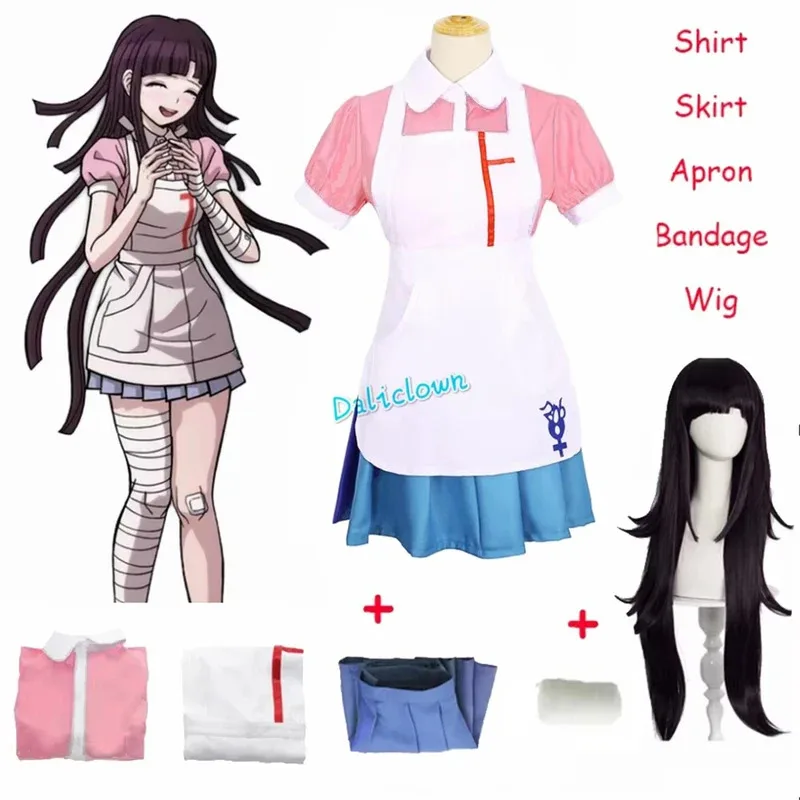 Anime Danganronpa Mikan Tsumiki Cosplay Costume Styled Wig Maid Uniform ...