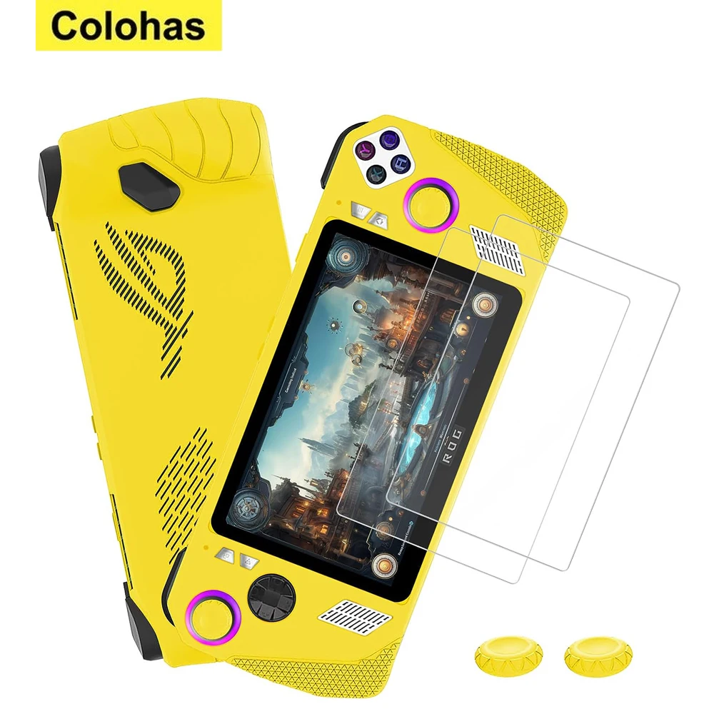 For ASUS ROG Ally Silicone Protective Case + Tempered Glass Comfortable ...