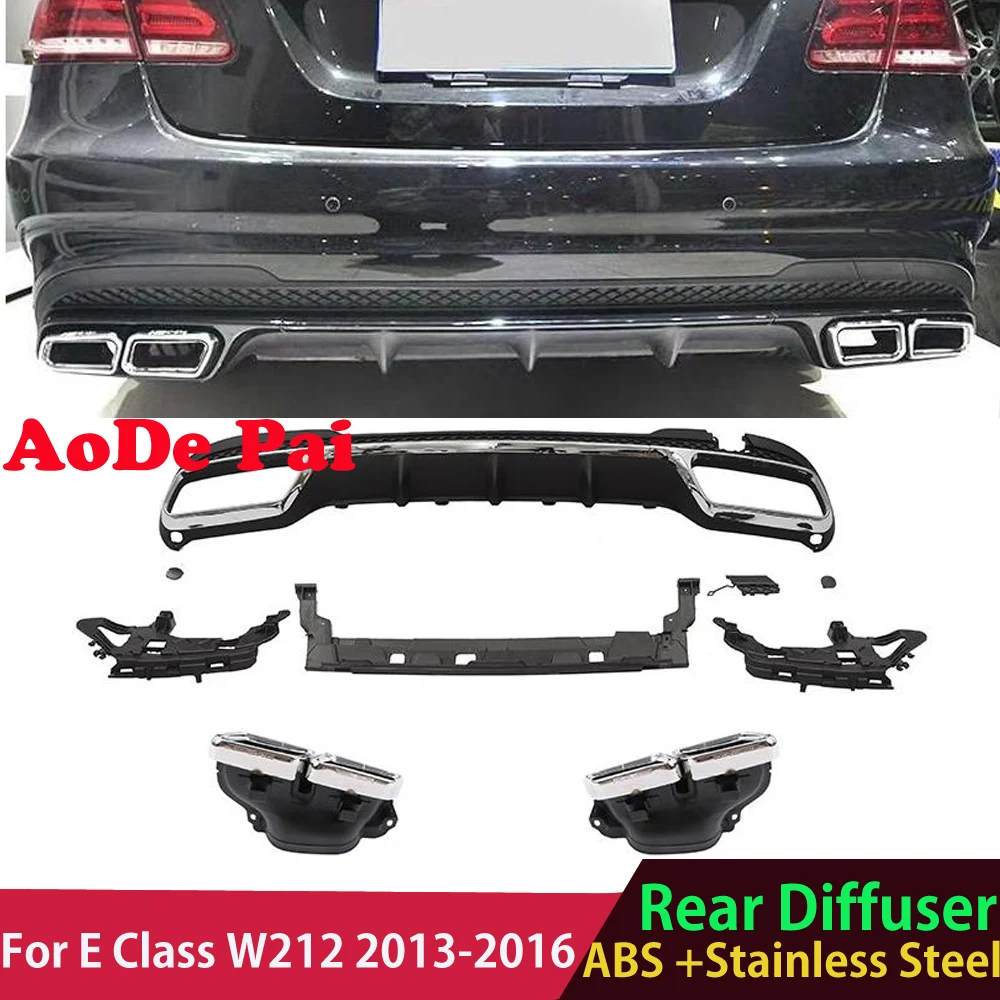 AMG Style Rear Bumper Diffuser + Stainless Steel for Mercedes E Class ...