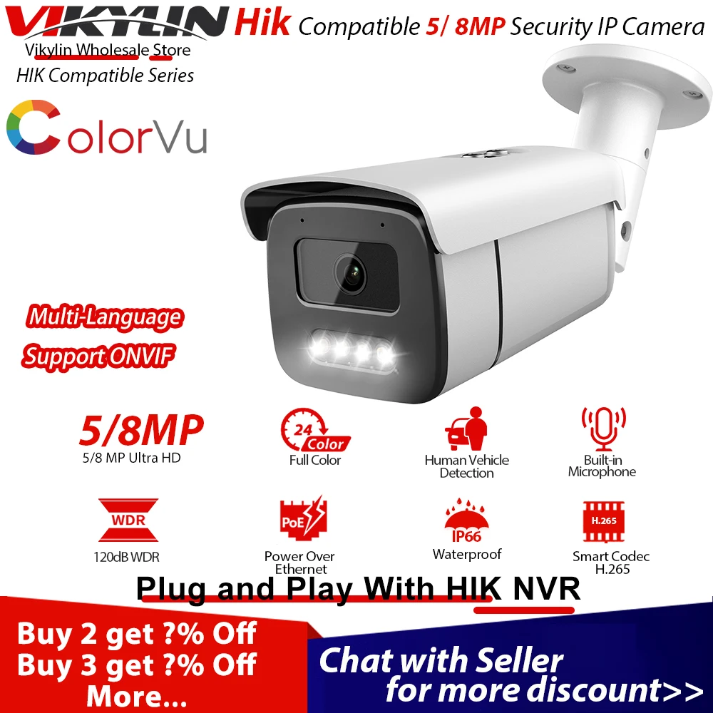 Vikylin-4K-8MP-Security-IP-Camera-for-Hik-Compatible-Webcam-Outdoor ...