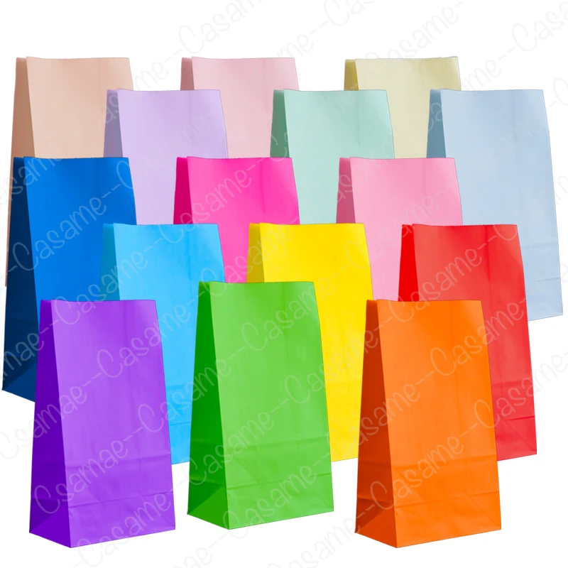 10 pcs Colored Paper Bags Party Favor Bags Goodie Bags Colorful Rainbow ...