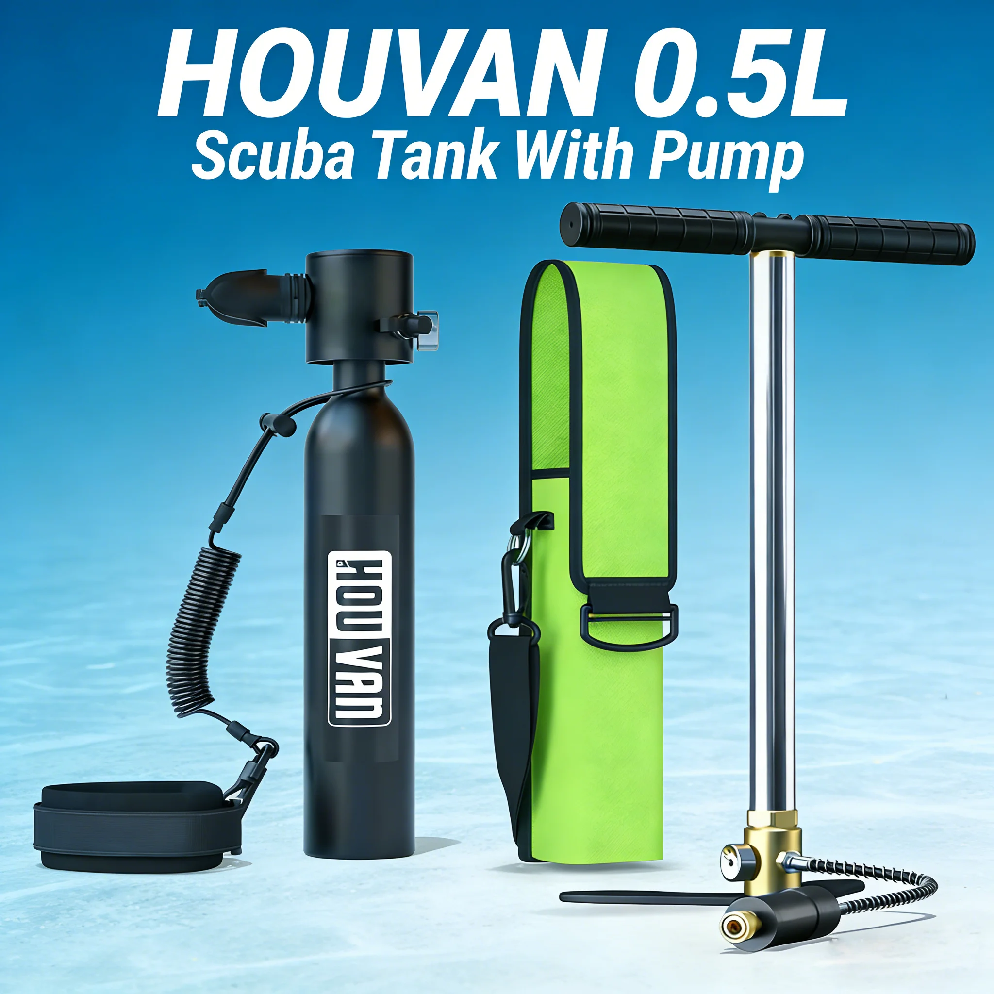 HOUVAN 0.5L Mini Portable Diving Tank with Hand pump for Dive Boat ...