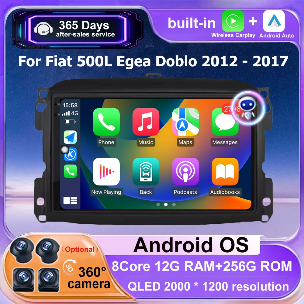 Android 16 Auto For Fiat 500L Egea Doblo 2012-2017 Car Radio Multimedia ...