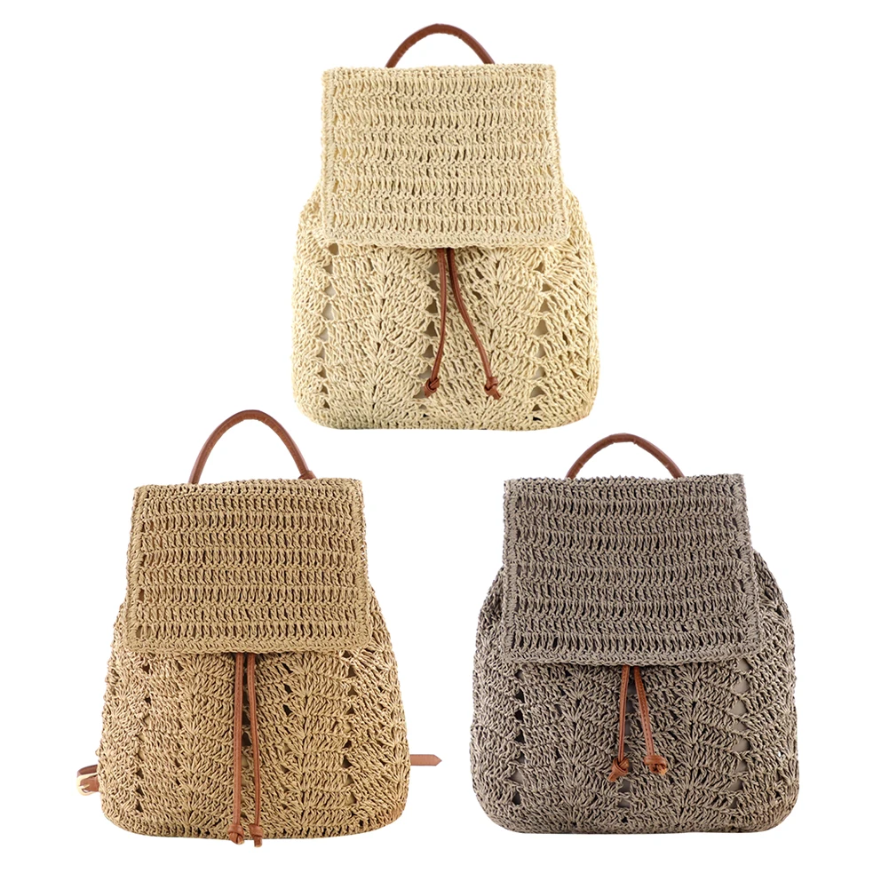 Fashion-Straw-Women-Shoulder-Bag-Backpack-Hand-Woven-Female-Beach ...