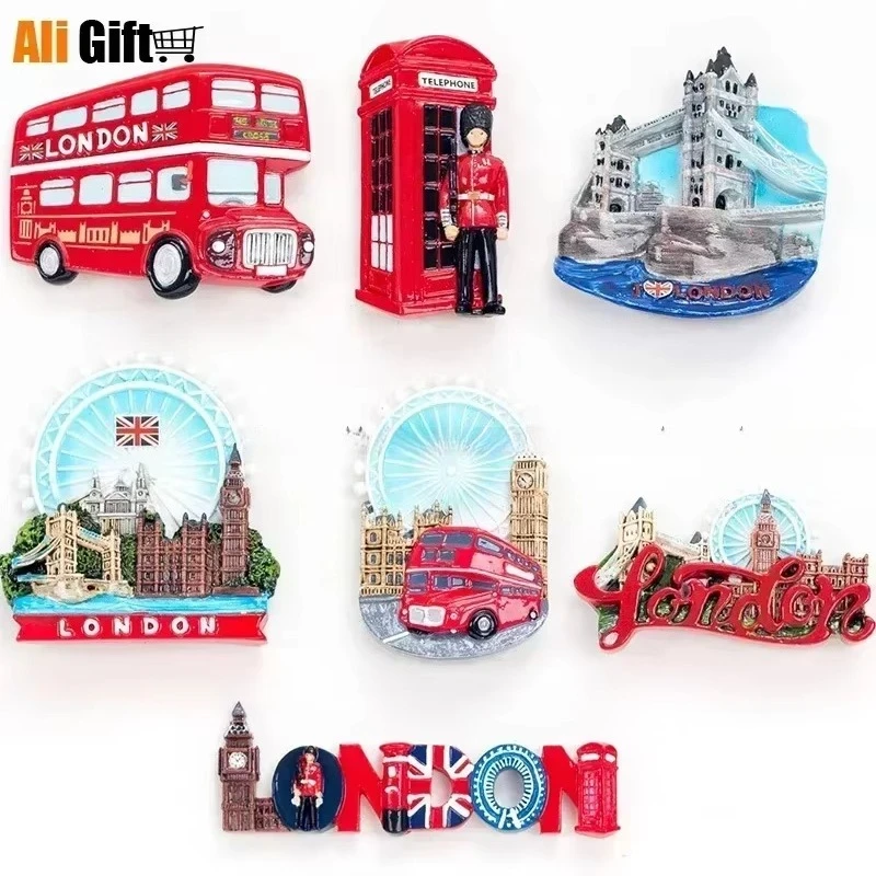 Cartoon British Travel Souvenirs Magnetic Refrigerator Stickers Resin ...