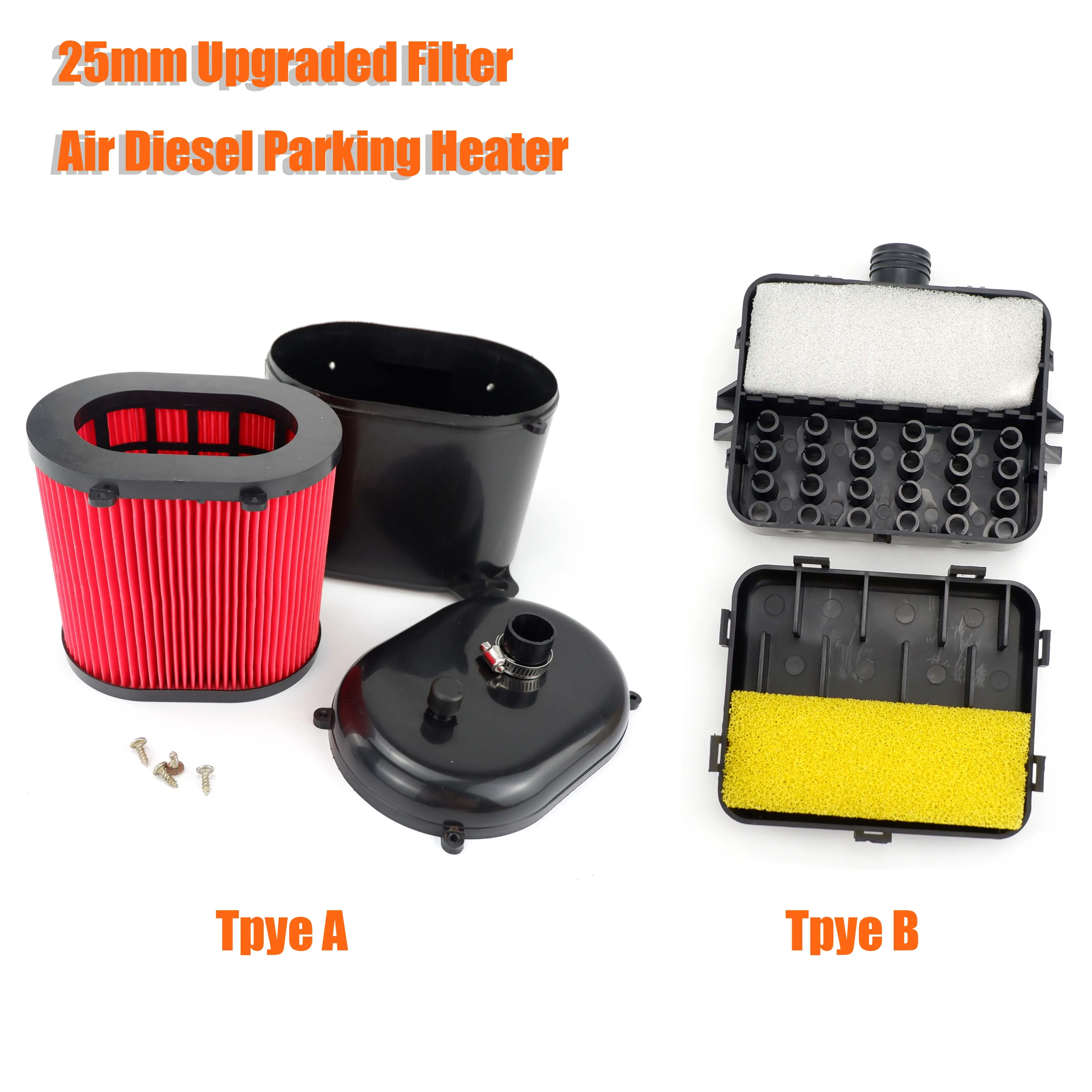 25mm Upgraded Air Filter Silencer Air Diesel Parking Heater Intake ...