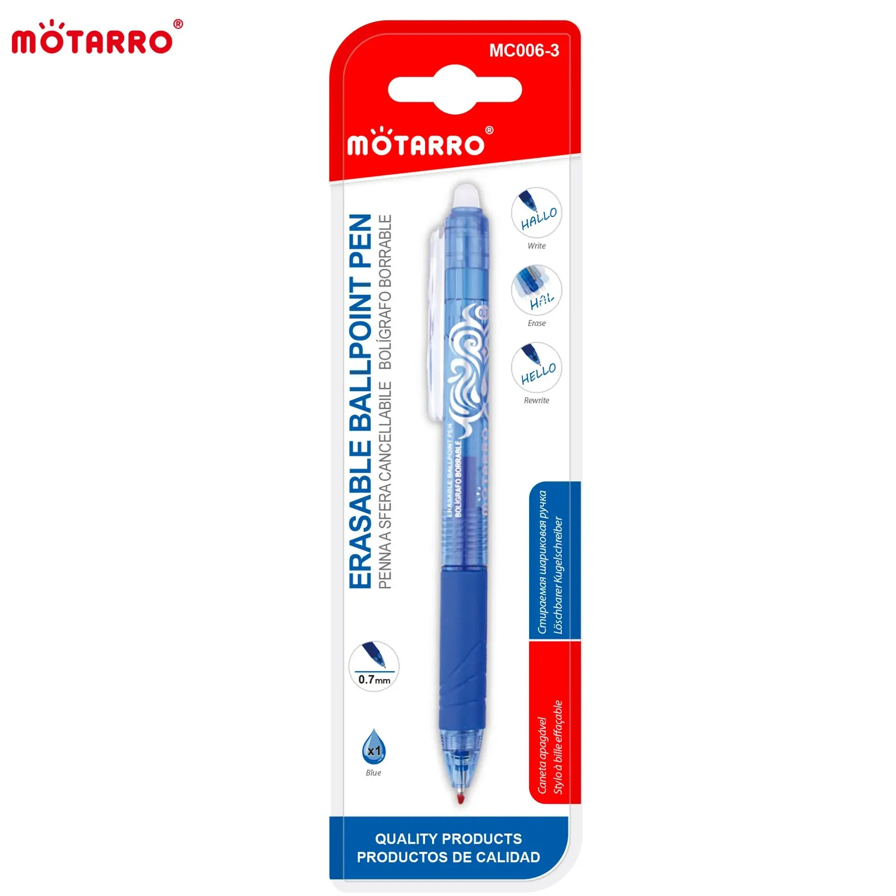 MOTARRO-1Pcs-Erasable-Gel-Pen-Premium-Blue-Ink-0-7mm-Medium-Point-Pen ...