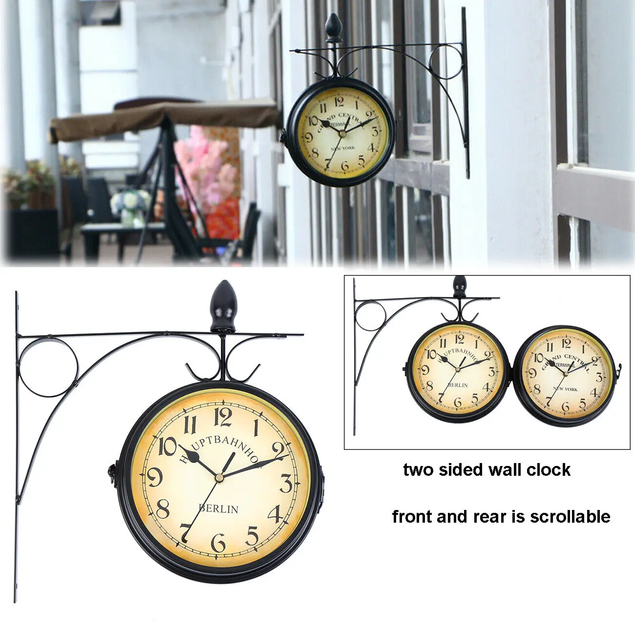 Yonntech-Double-Sided-Wall-Clock-Double-Sided-Hanging-Clock-Double ...