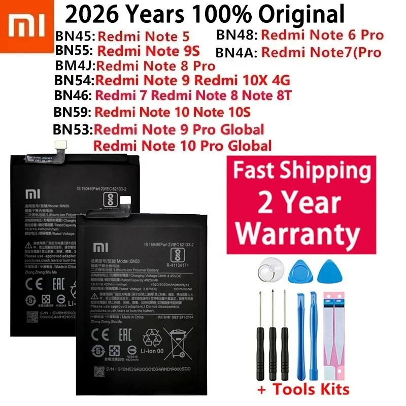 100% Original High Quality Battery For Xiaomi Hongmi Redmi 7 10X Note9 ...