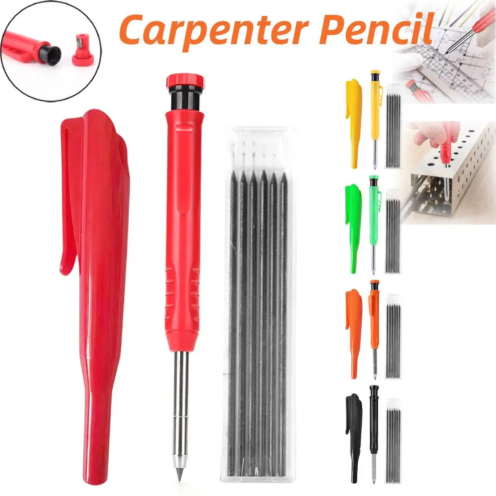 Solid-Carpenter-Mechanical-Pencil-With-Sharpener-Marking-Pencil-Scriber ...