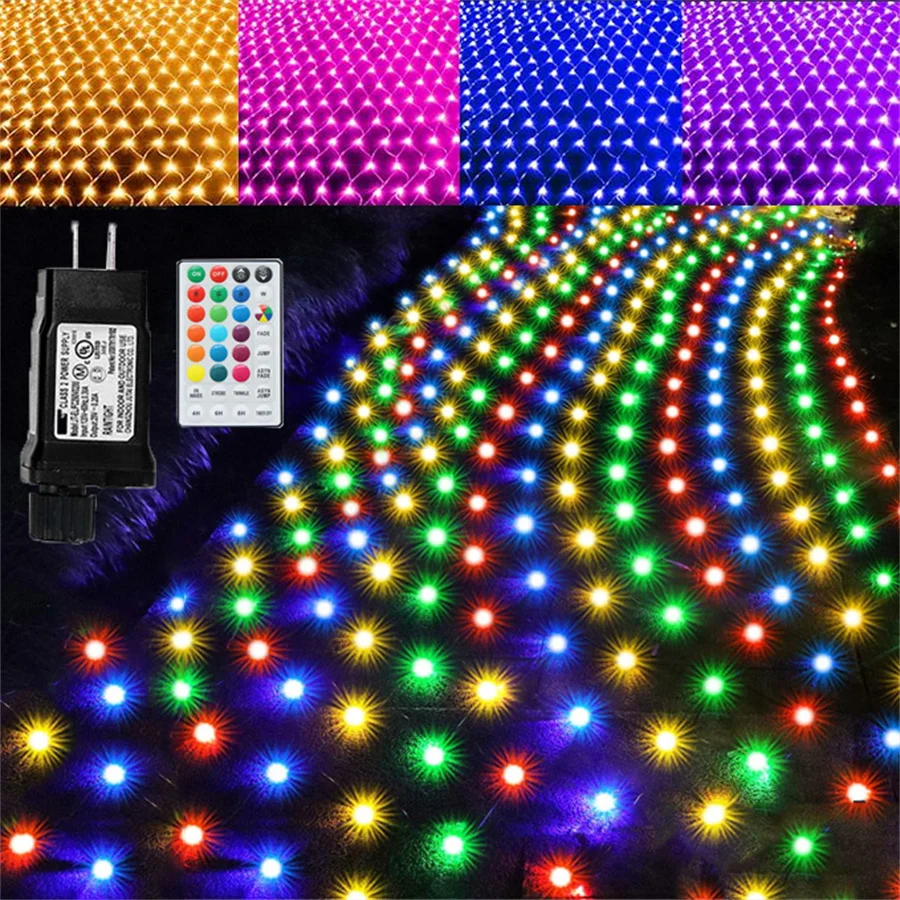 RGB-Changeable-Christmas-Net-Lights-Outdoor-Twinkle-Mesh-Lights-Imperme ...