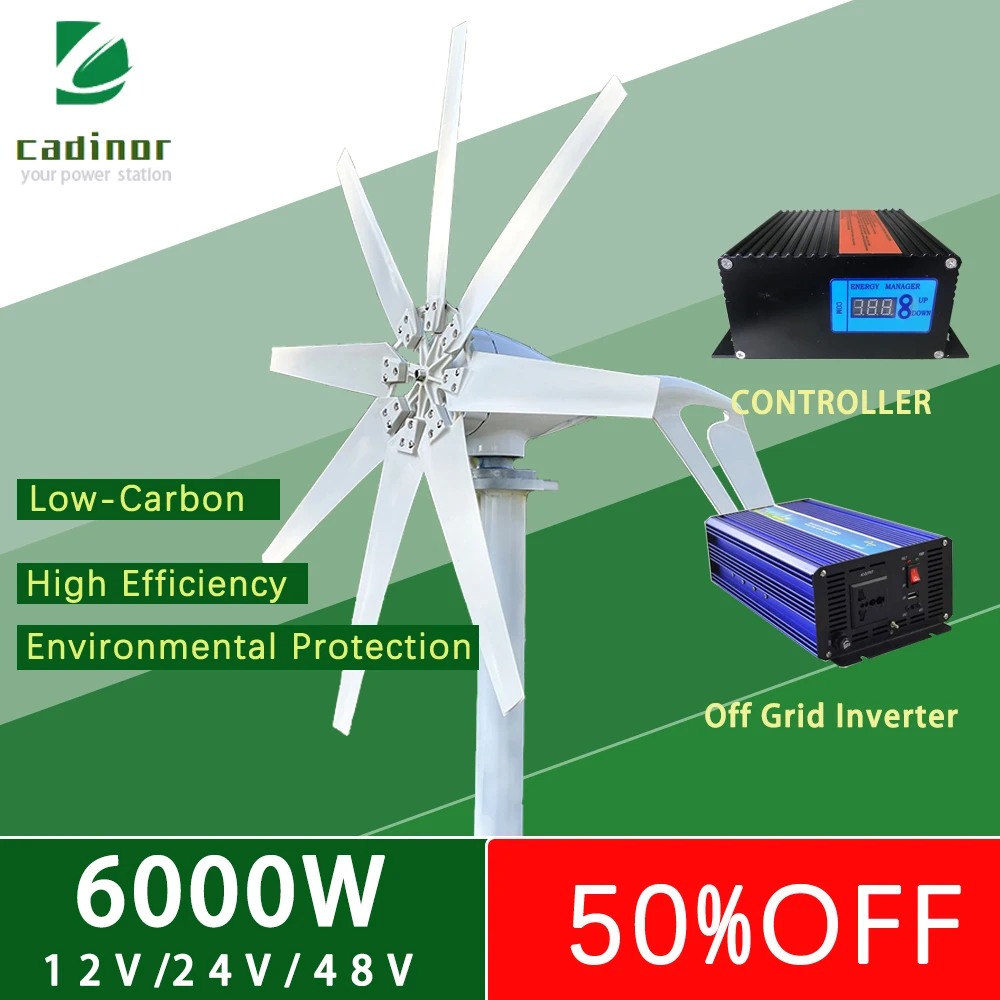 New-Energy-Wind-Generator-6000W-Dynamo-Gearless-6000W-Wind-Turbine-12V ...