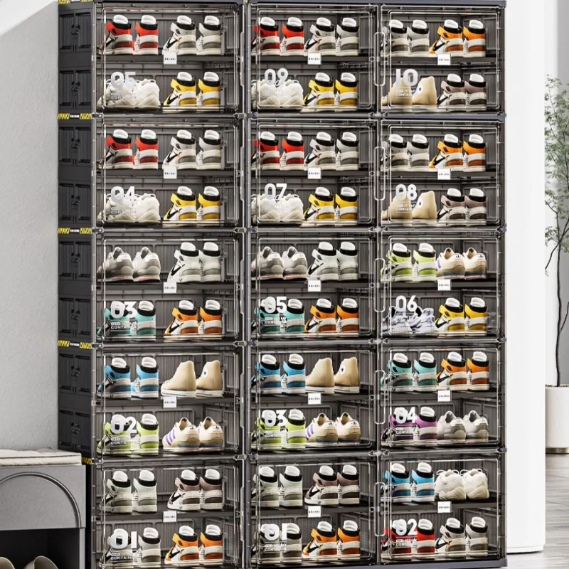 Multi-layer-simple-shoe-rack-transparent-storage-box-folding-dust-proof ...