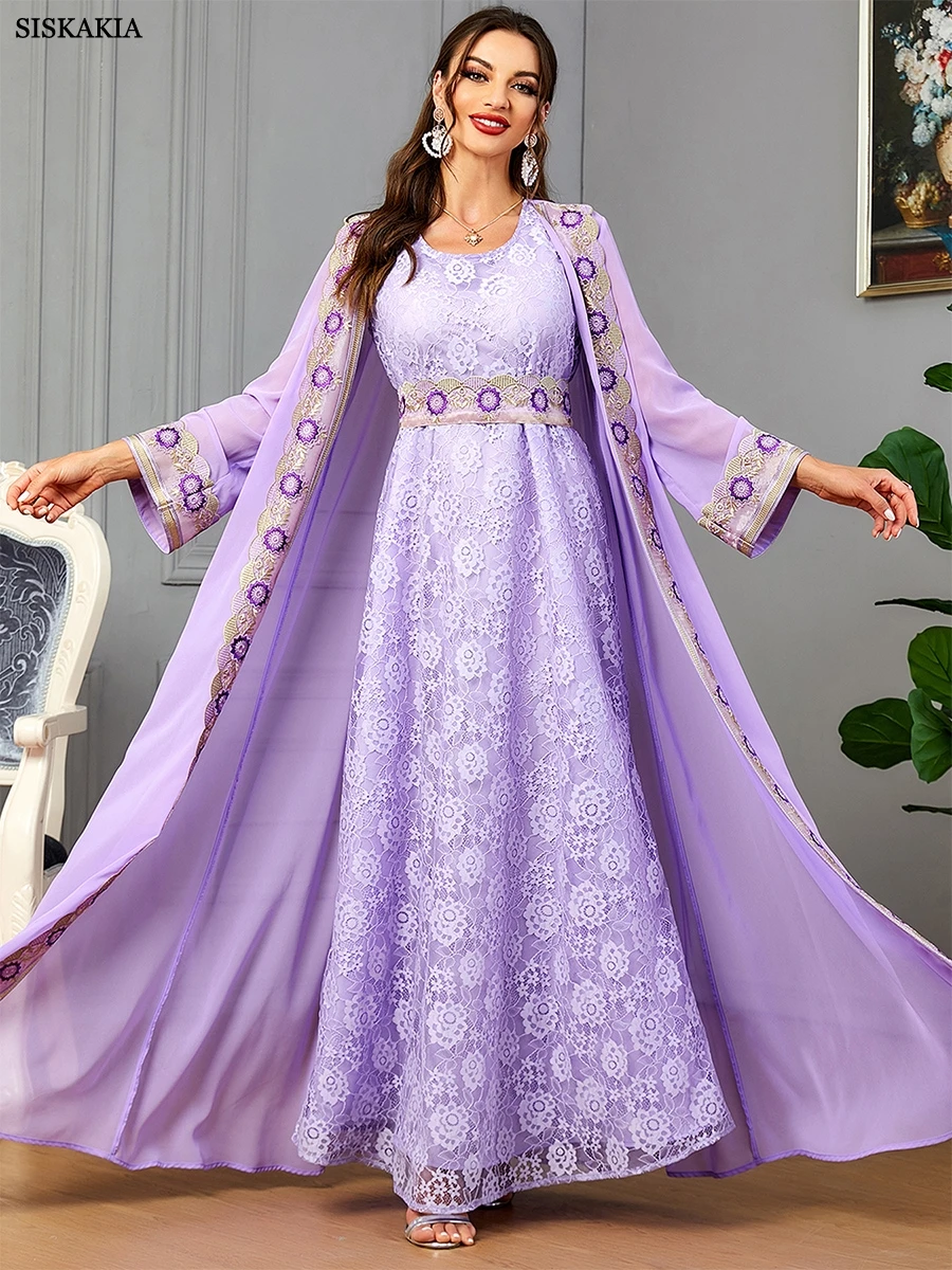 Siskakia-Moroccan-2-Piece-Abaya-Set-Jilbabs-For-Woman-Chic-Purple ...