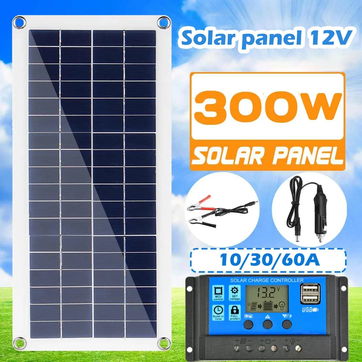 300W-Solar-Panel-Kit-12V-USB-With-10-60A-Controller-Solar-Panel-Solar ...
