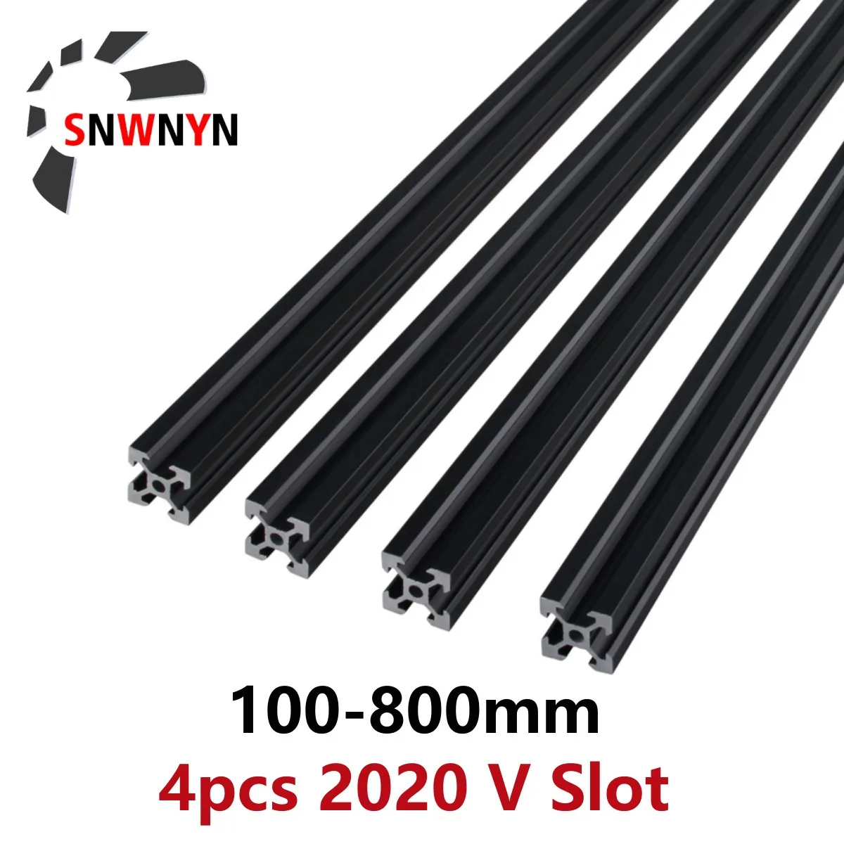4pcs 2020 V-Slot Aluminum Profile Black EU Standard Length 100-800mm ...
