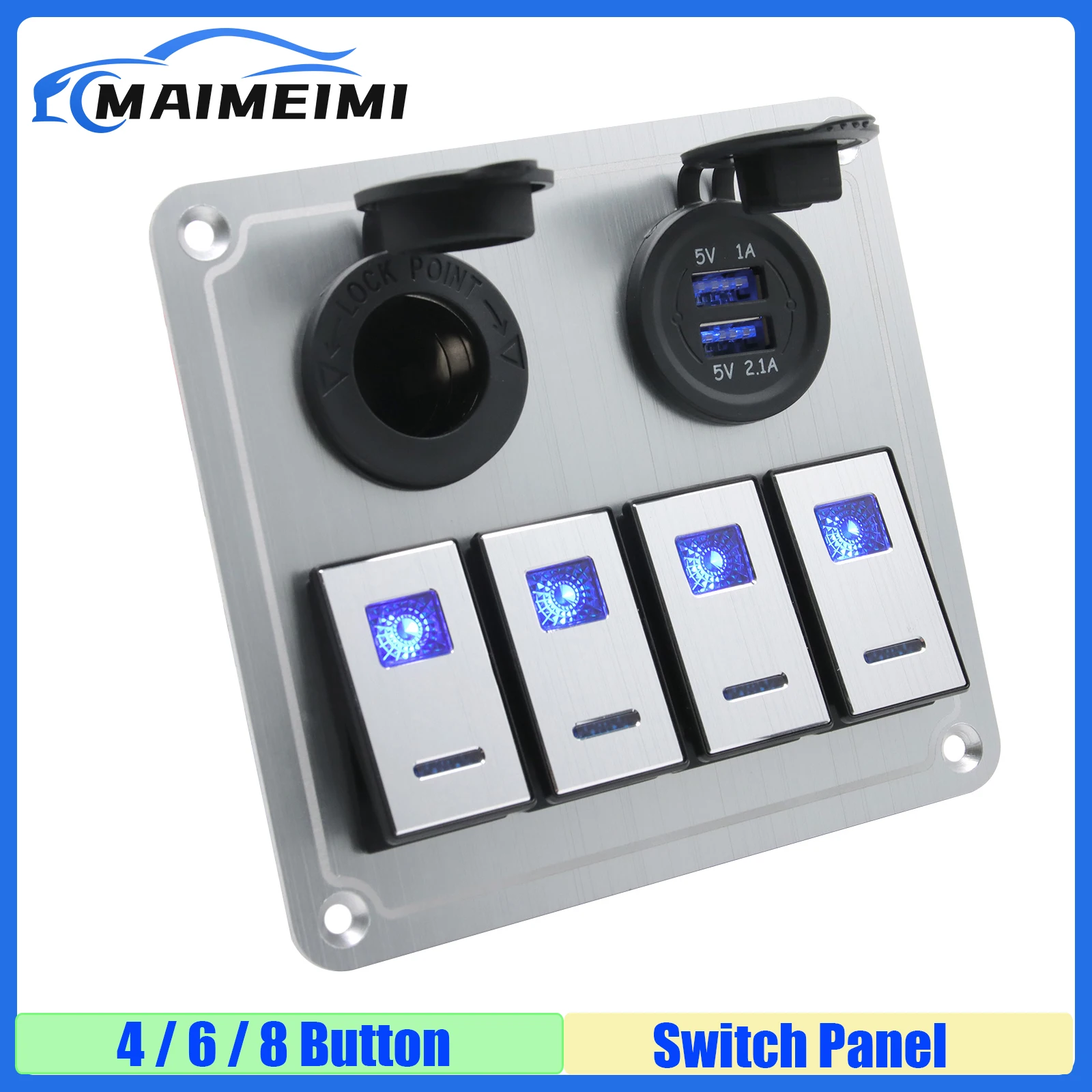 4-6-8-Button-Rocker-Switch-Panel-USB-Chargers-Socket-Digital-Voltage ...
