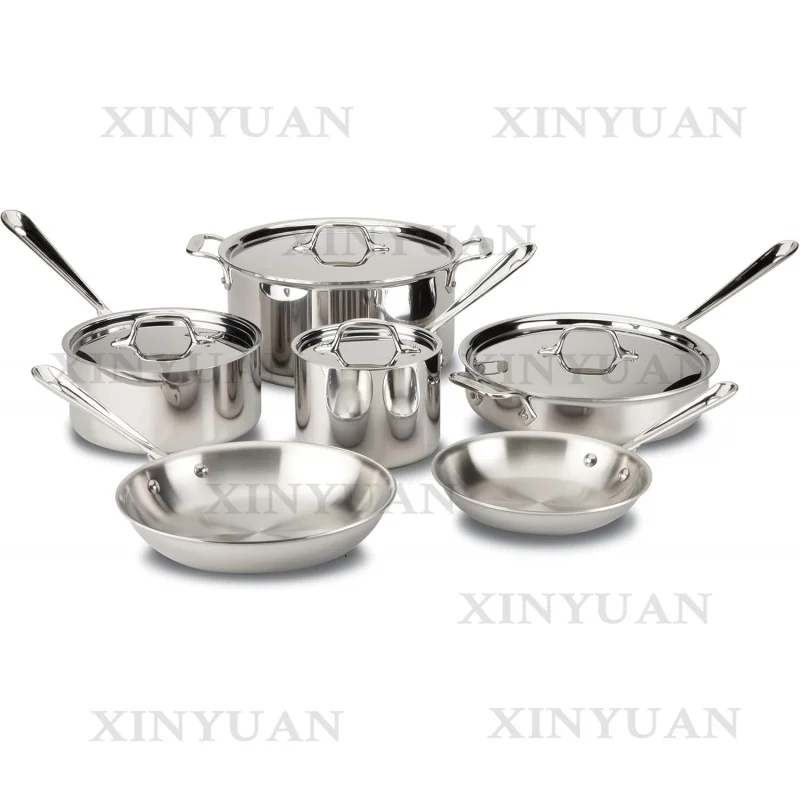 10 Piece Stainless Steel Cookware Set 3-Ply , Induction Compatible ...