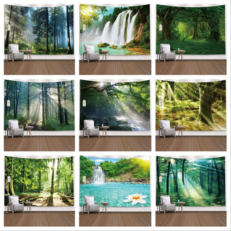 Landscape tapestry beautiful natural forest print large wall cloth ...