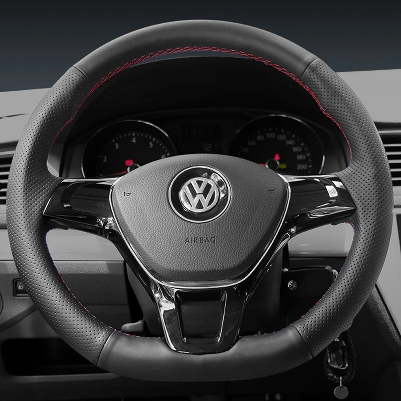 Car Steering Wheel Cover Genuine Leather For Volkswagen VW Golf 7 New ...