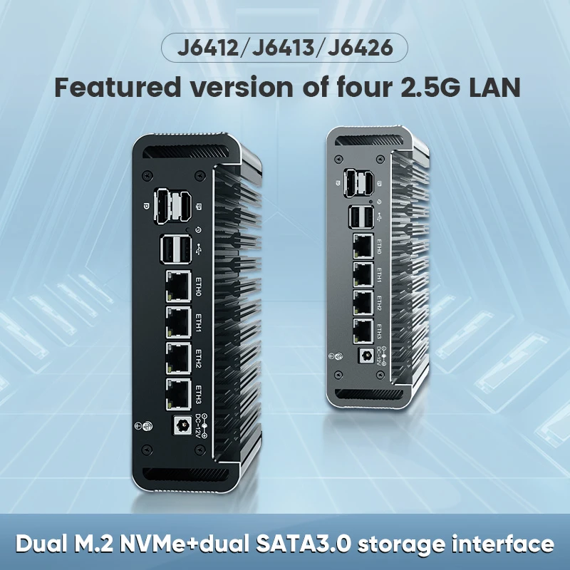 TOPTON 12TH GEN Micro Firewall Appliance 4x i226-V 2.5G LAN Fanless Mini PC Soft Router Intel ...