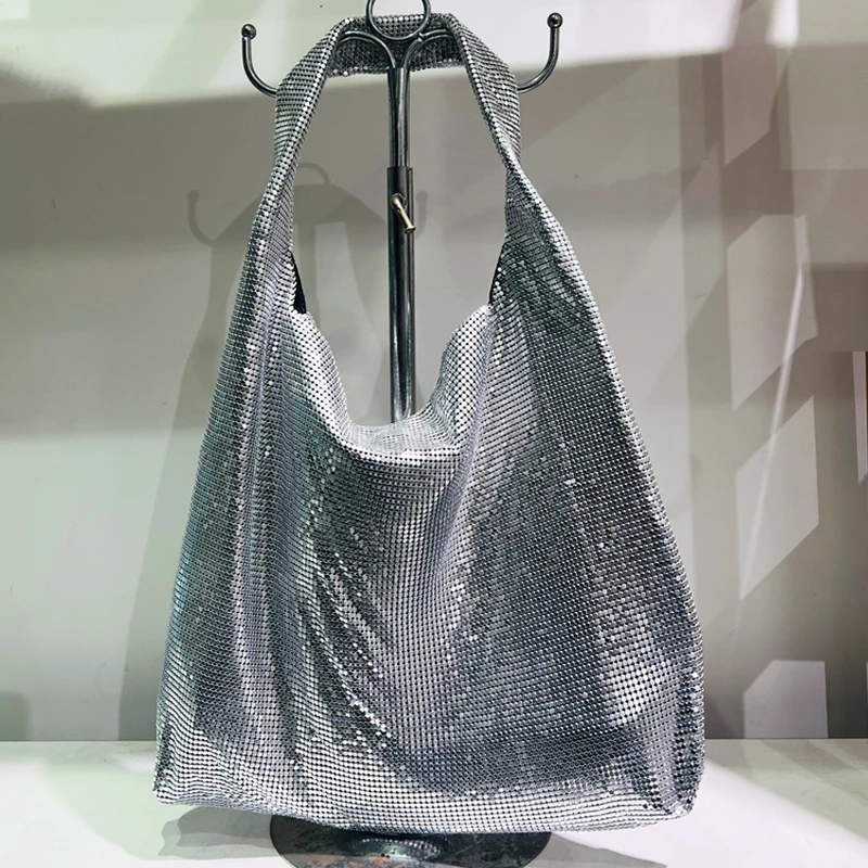 Tote-Bags-Large-Capacity-Aluminum-Sheet-Metal-Mesh-Sequins-Luxury ...