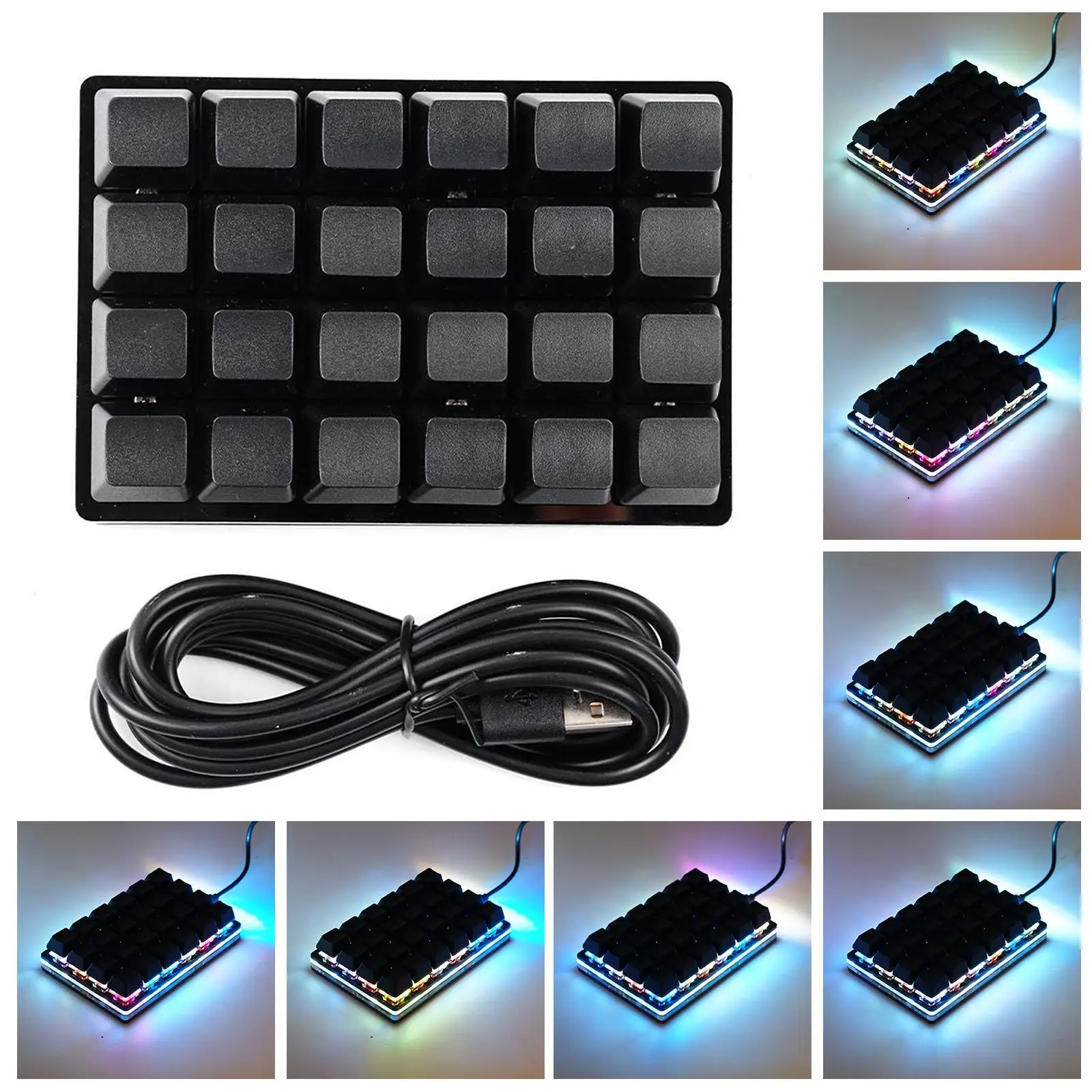 Mini Black 24 Keys Custom Mechanical Keyboard with RGB Led Key Gaming ...