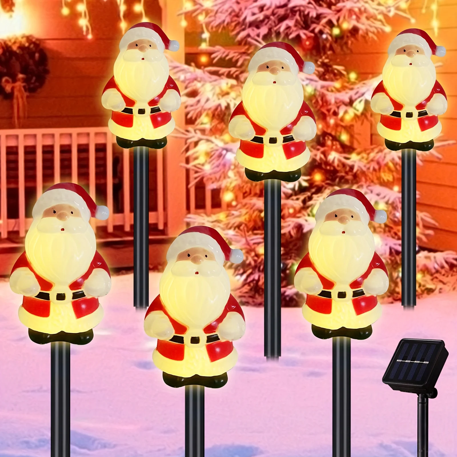 6 pces atualizados solar papai noel luzes do caminho de natal, luzes da ...
